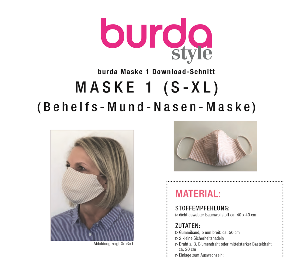 Face mask pattern: Create your own face mask with Burda Style | Hubert ...