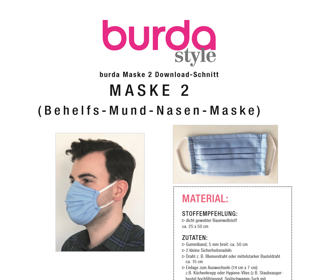 Face mask pattern: Create your own face mask with Burda Style | Hubert ...